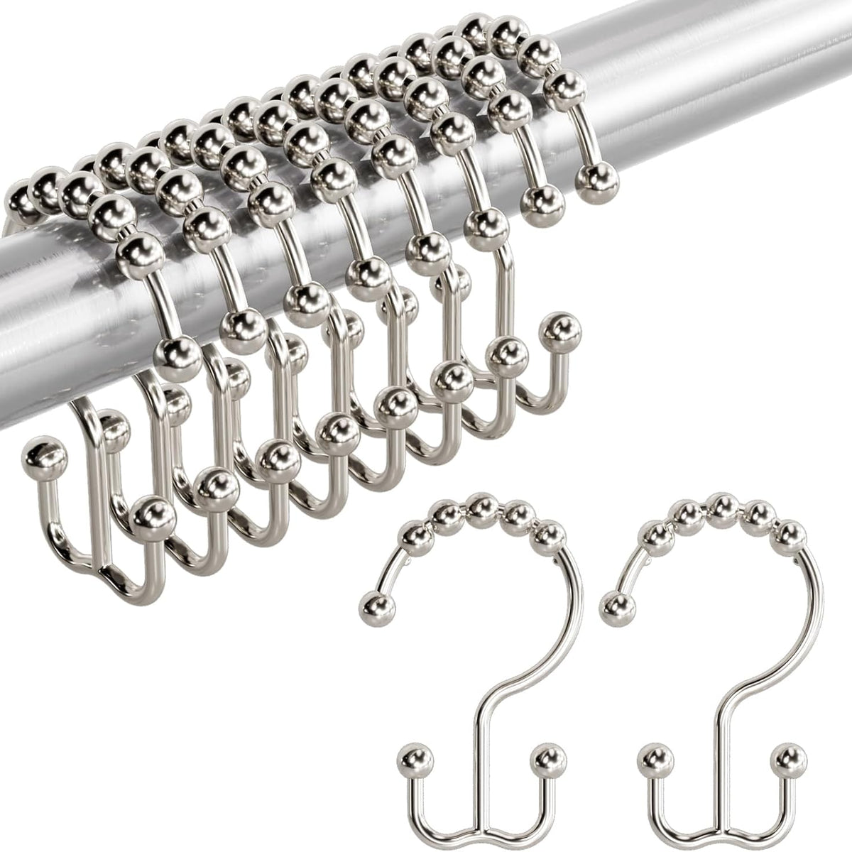 Metal Double Shower Curtain Hooks, Set of 12 – AmazerBath